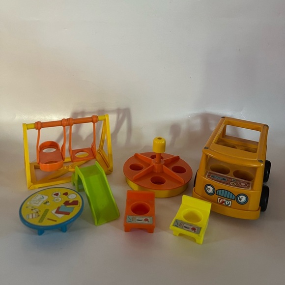 Fisher-Price | Toys | Vtg Fisher Price Little People Nursery School Bus ...